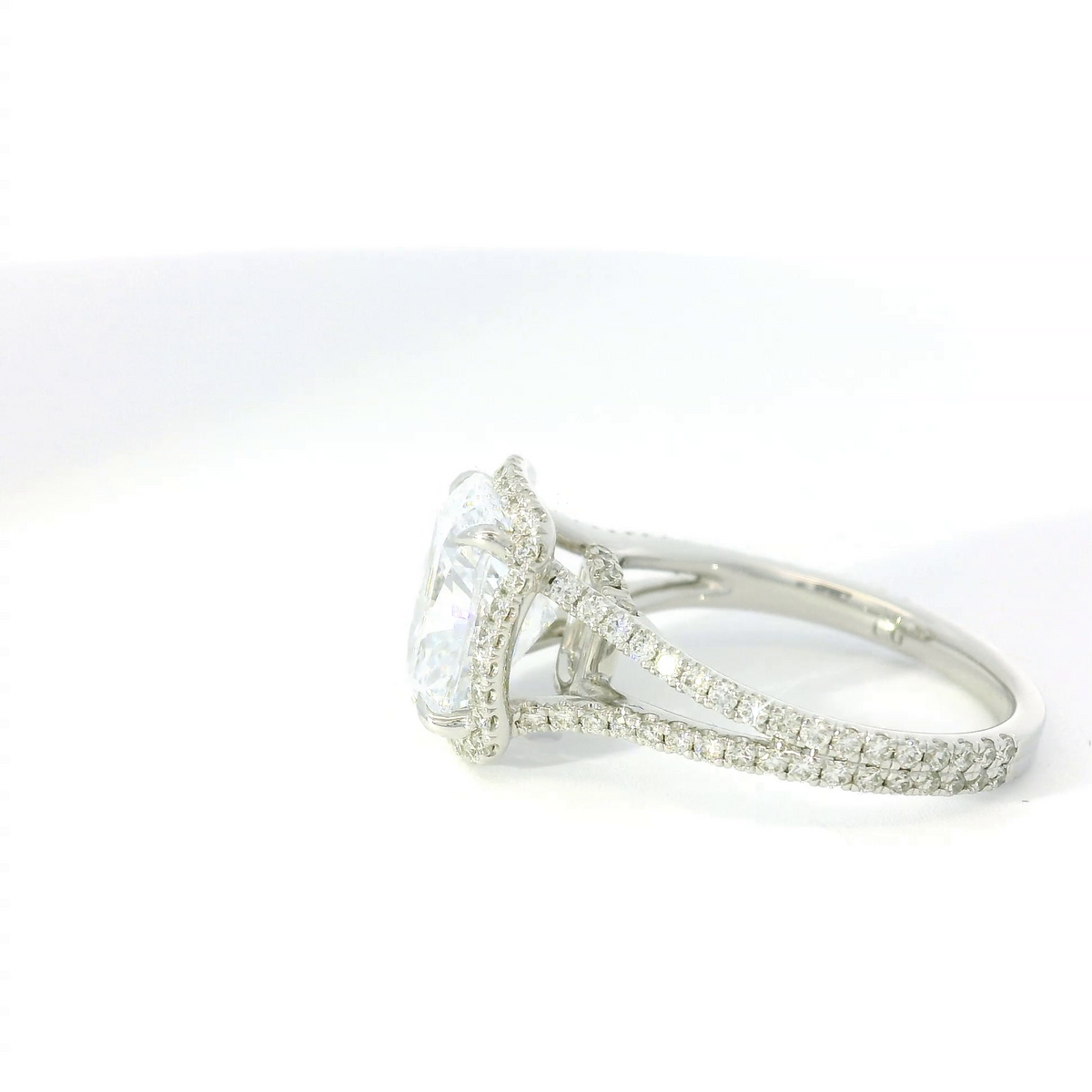 Diamond Halo & Under Galley w/ Split Diamond Sides Engagement Ring ...